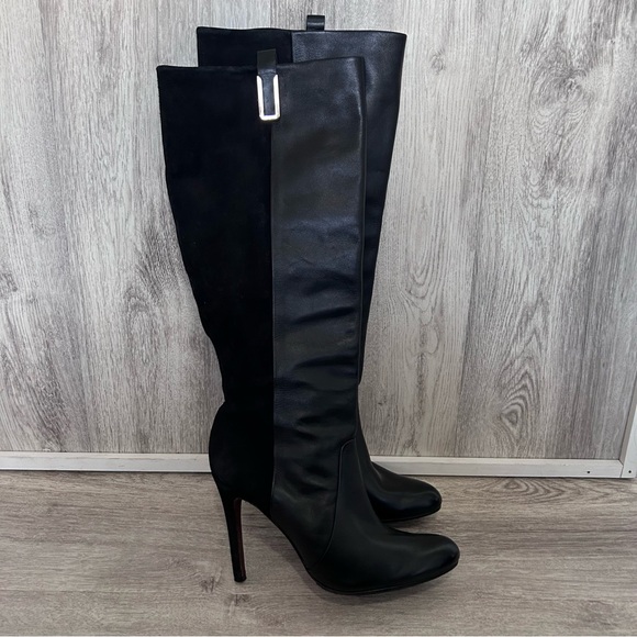 Coach | Shoes | Coach Udell Knee High Boots Leather Suede Womens Black ...
